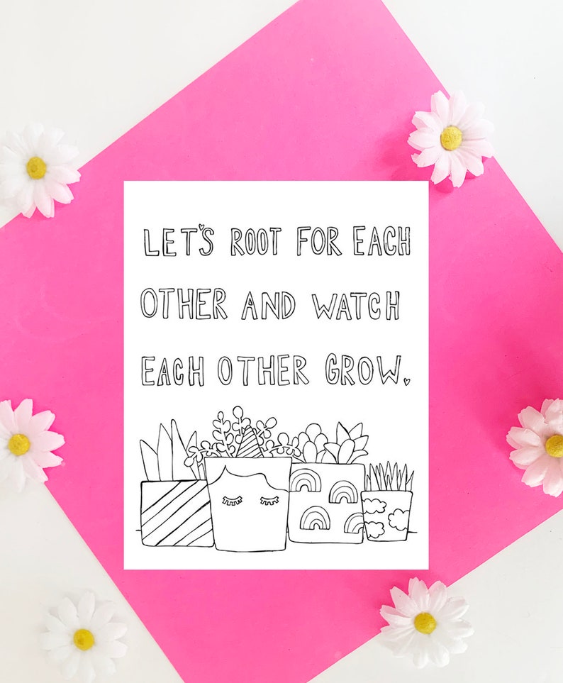 Root for Each Other Coloring Card, Girls, Kids Greeting Card ...