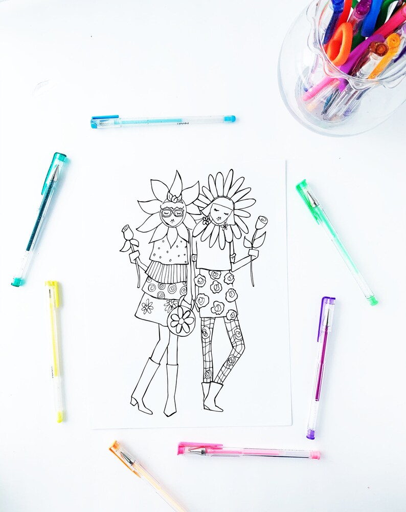 Friendship Coloring Page, Spring Coloring Printable, Coloring Page ...