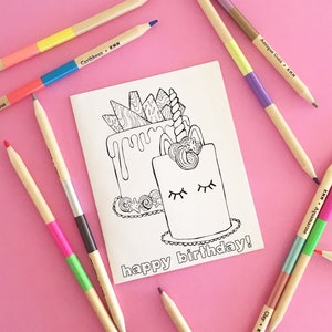Birthday Card Bundle, Coloring Cards, Happy Birthday, Coloring Crafts ...