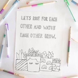 Coloring Page, Printable, Kindness "lets Root for Each Other", Kids ...