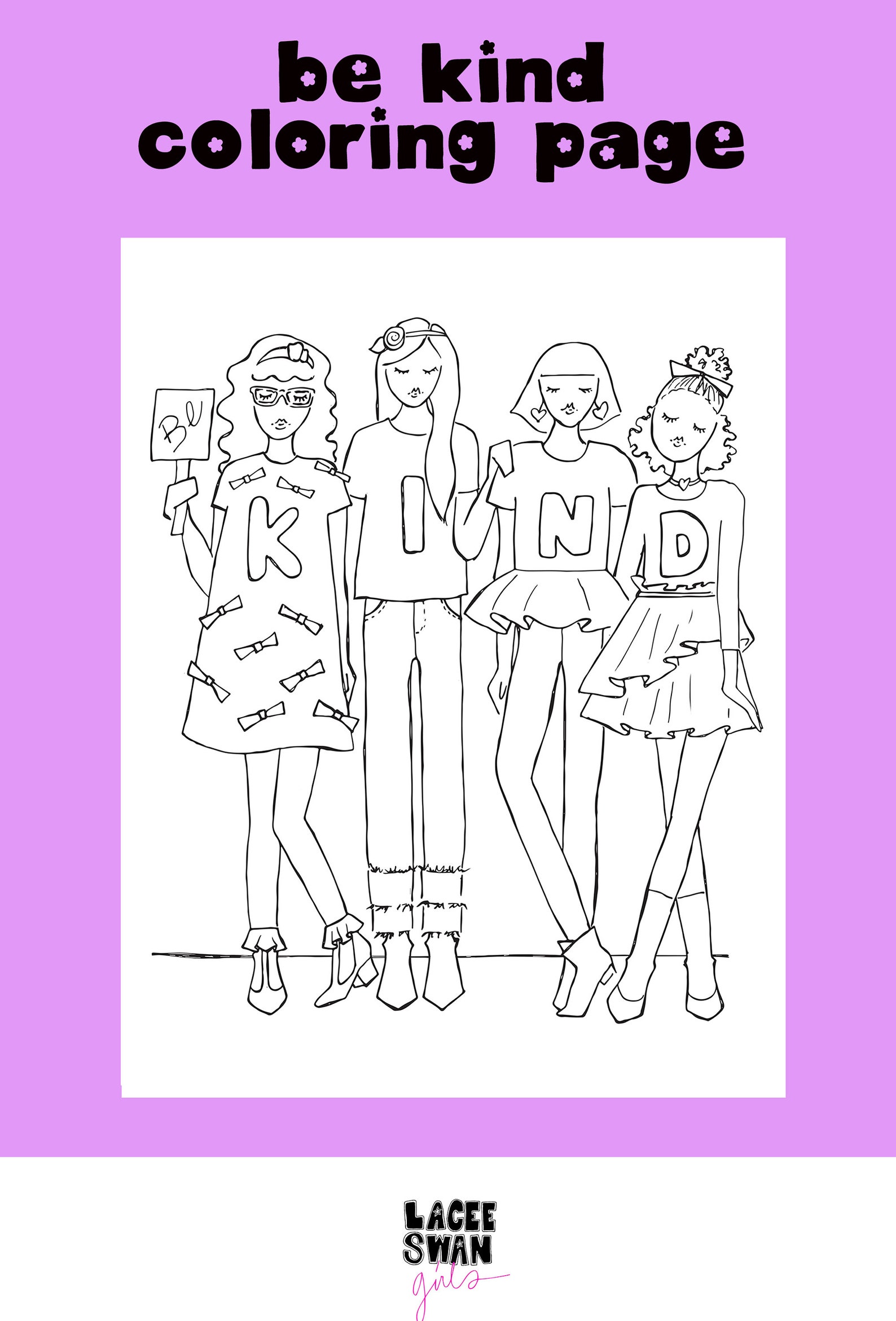 Be Kind Coloring Page, Coloring Printable, Kindness, Be Kind, Random ...