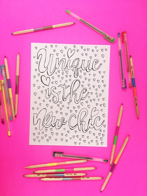 Printable Coloring Page unique is the New Chic - Etsy