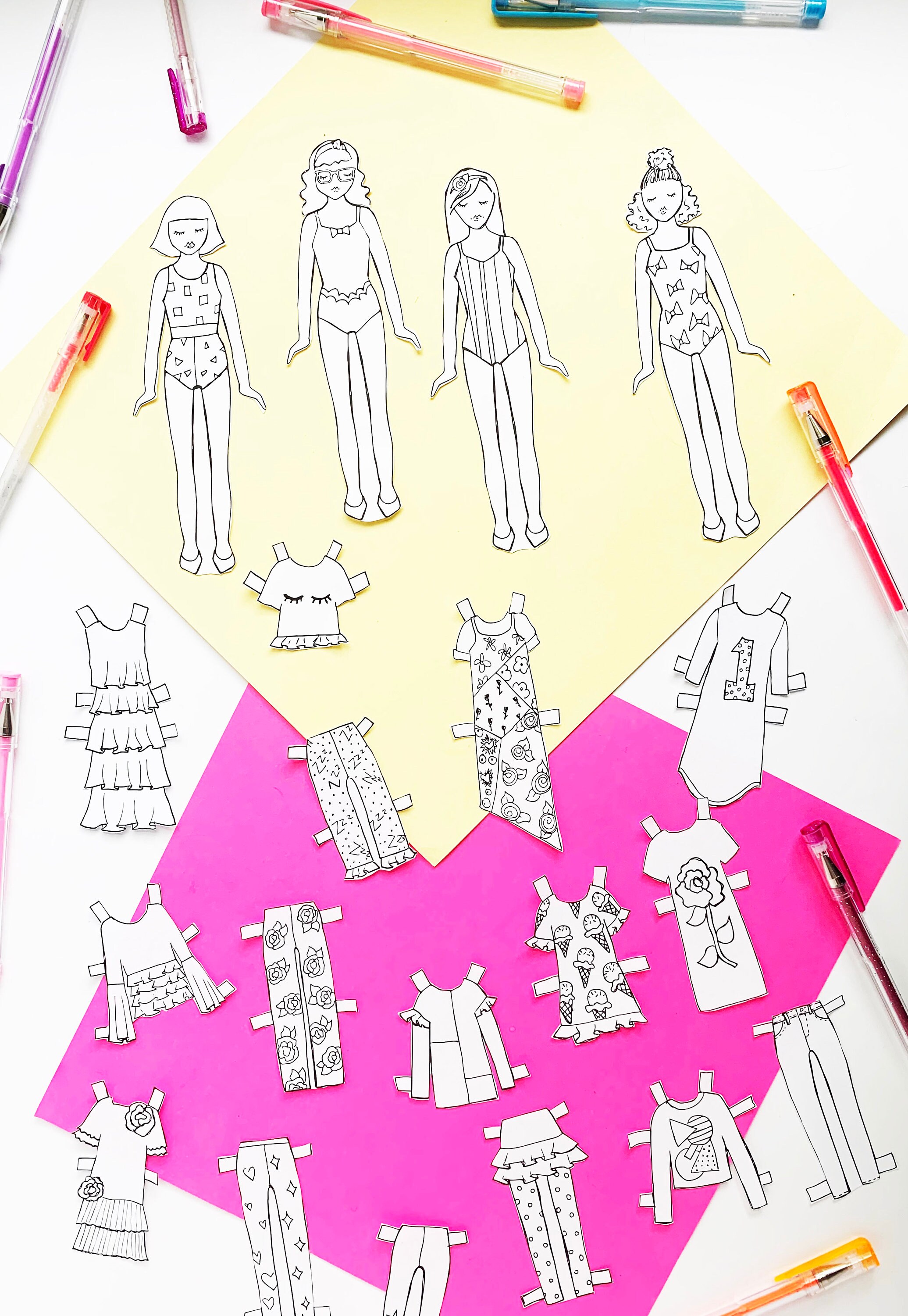 Printable Coloring Paper Dolls Printable Paper Doll Paper - Etsy
