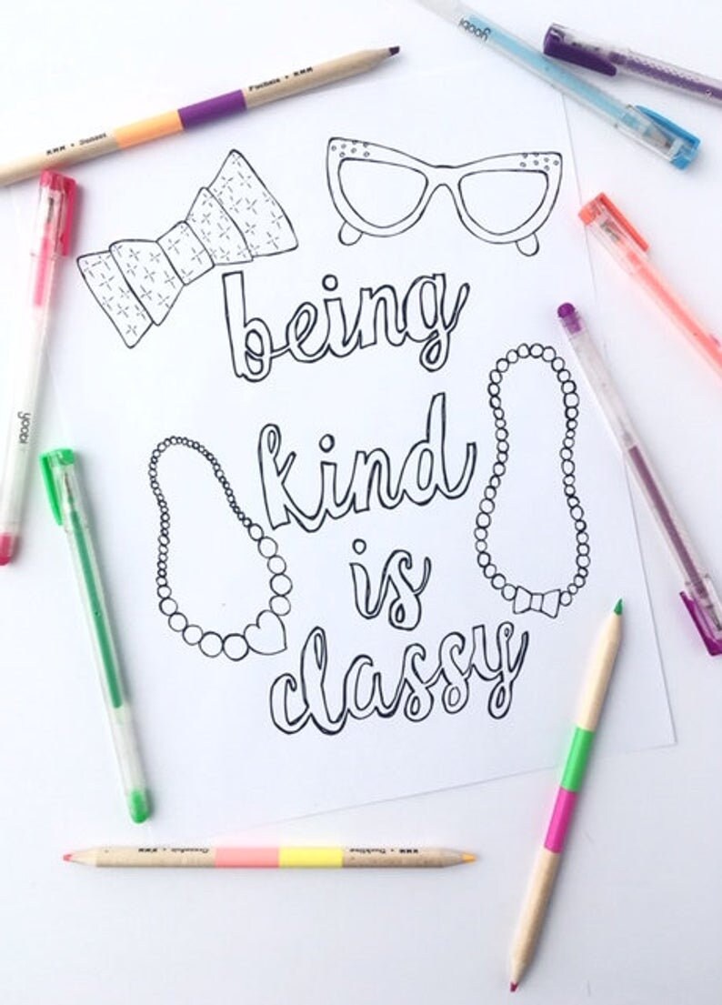 Kindness Coloring Page Bundle, Being Kind, Girls Activity, Kindness ...