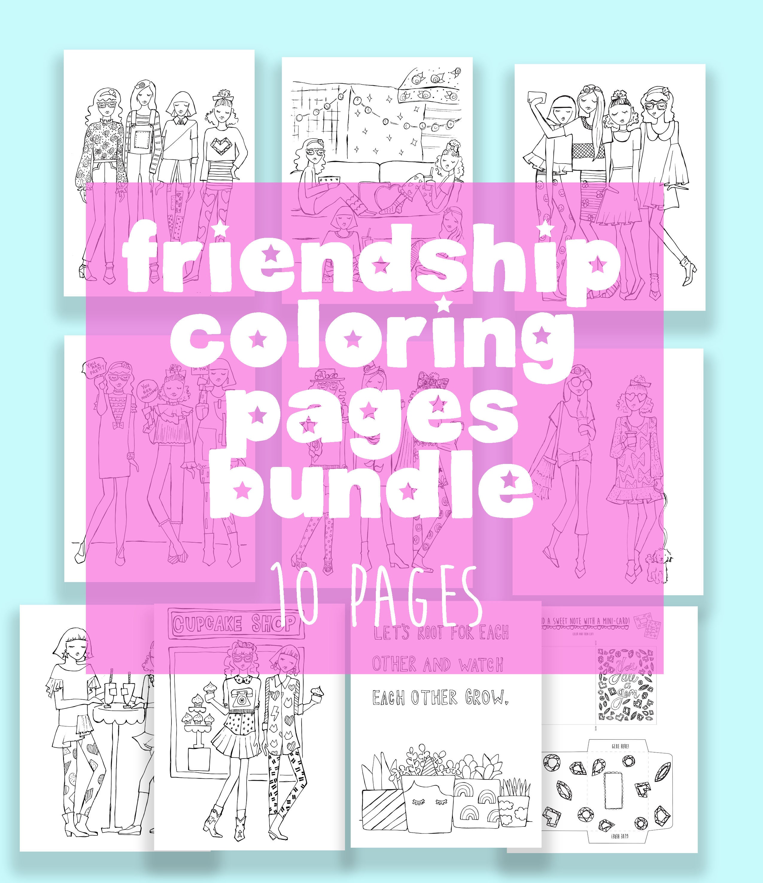 Friendship Bundle | Friendship, Kindness | Coloring Pages, Fashion ...