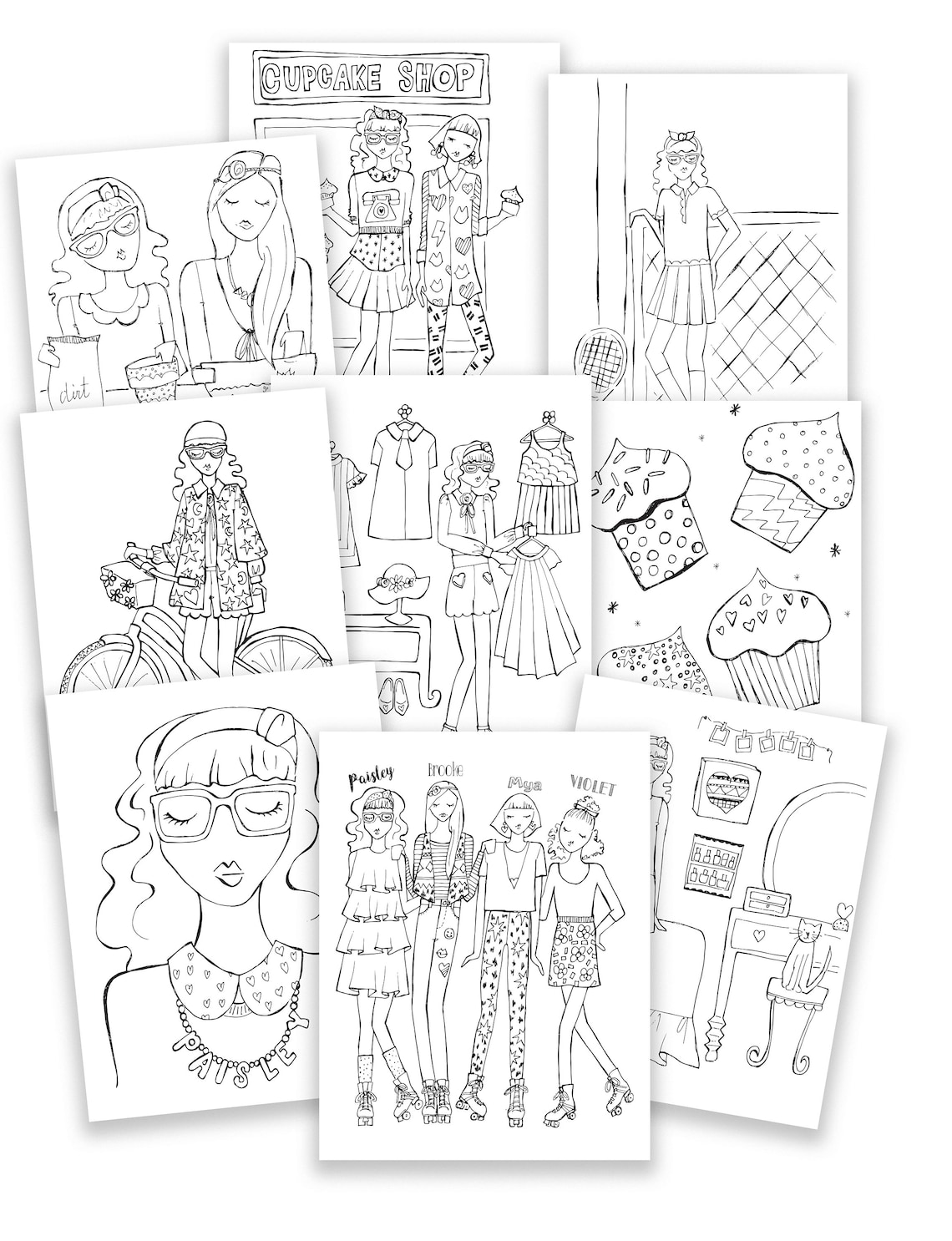 Fashion Coloring Pages, "color Tribe", 10 Printable Pages, Fashion ...