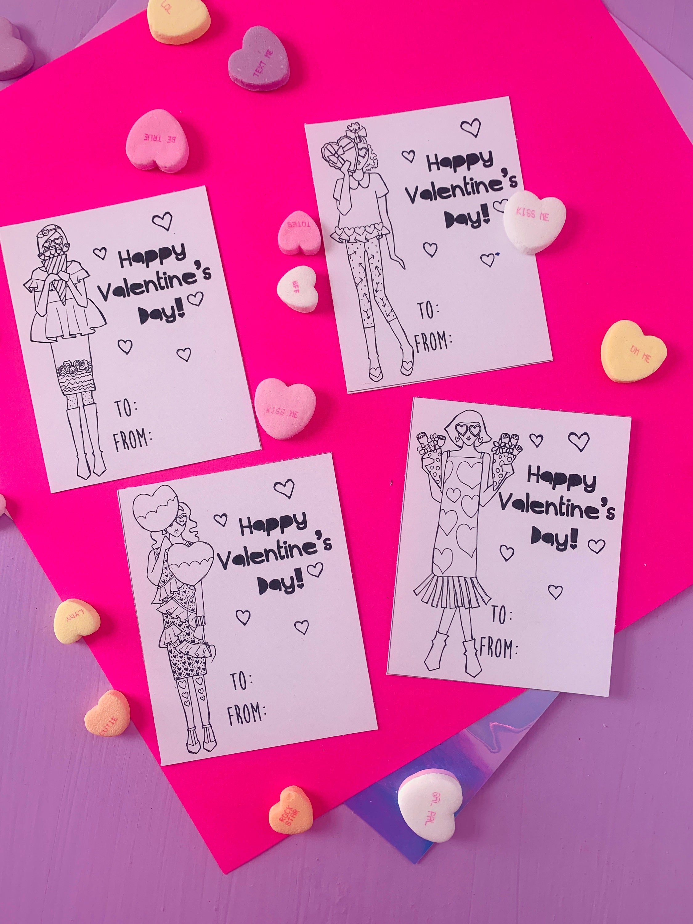 Valentine's Day Cards Coloring Printables Kids Coloring Card, Valentine ...