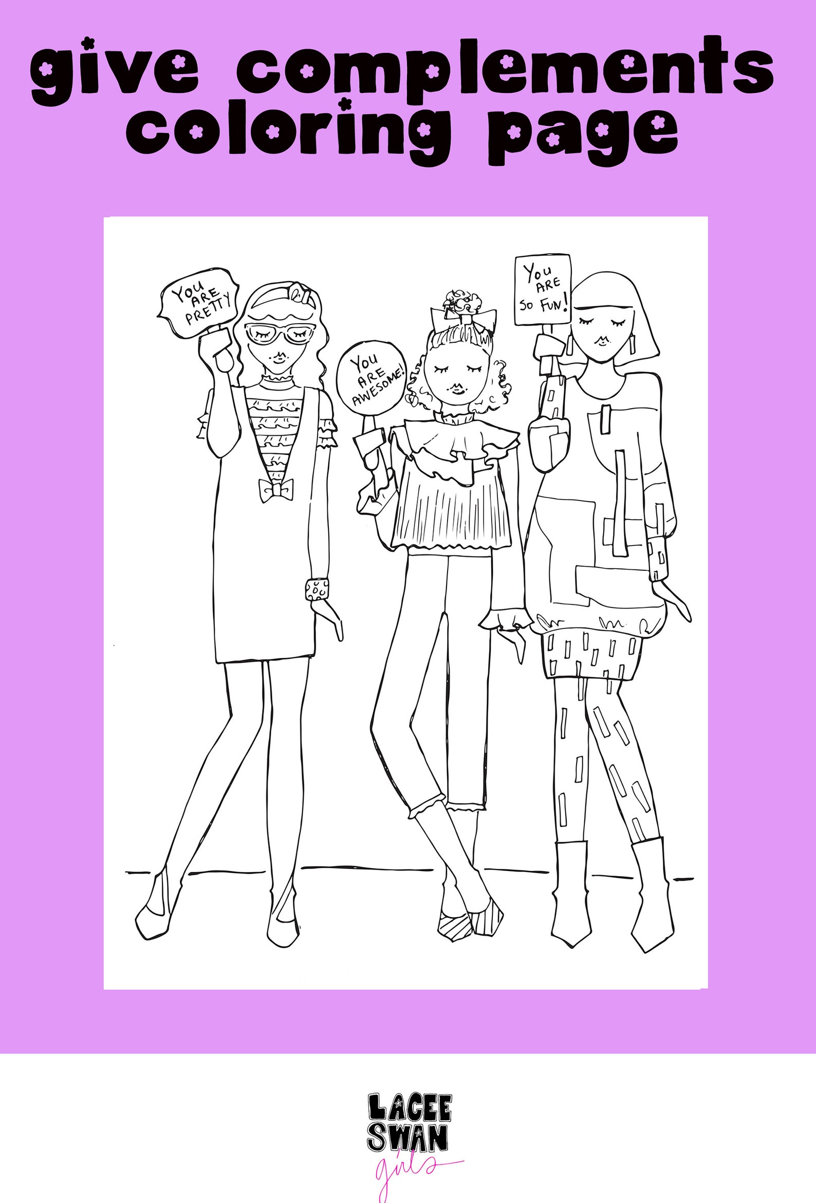 Give Compliments Coloring Page Friendship Coloring Page Be - Etsy
