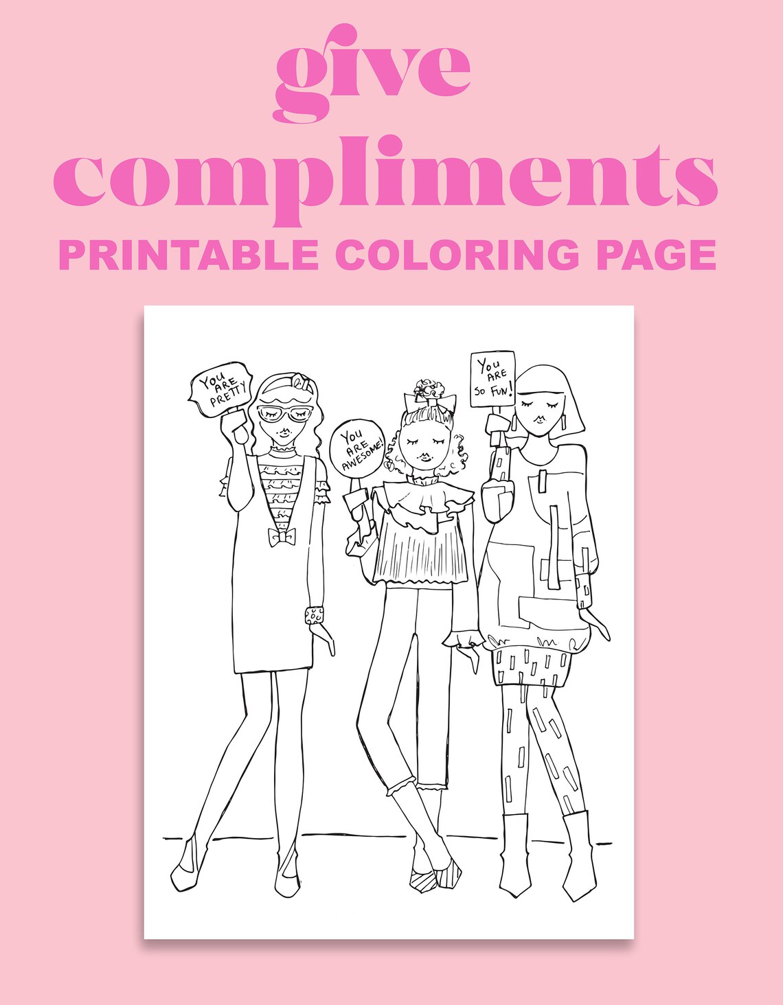 Give Compliments Coloring Page Friendship Coloring Page Be - Etsy