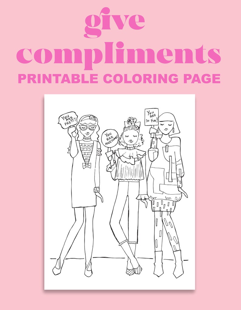 Give Compliments Coloring Page, Friendship Coloring Page, , Be Kind ...
