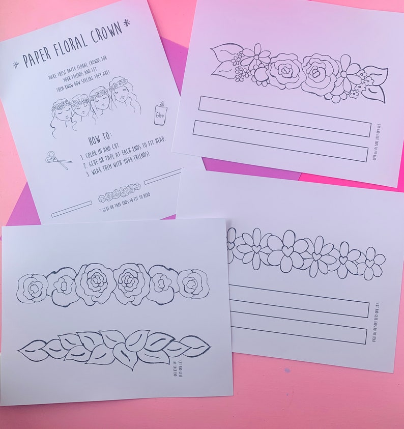 Printable Coloring Paper Flower Crown, Floral Crown, Watercolor Craft ...