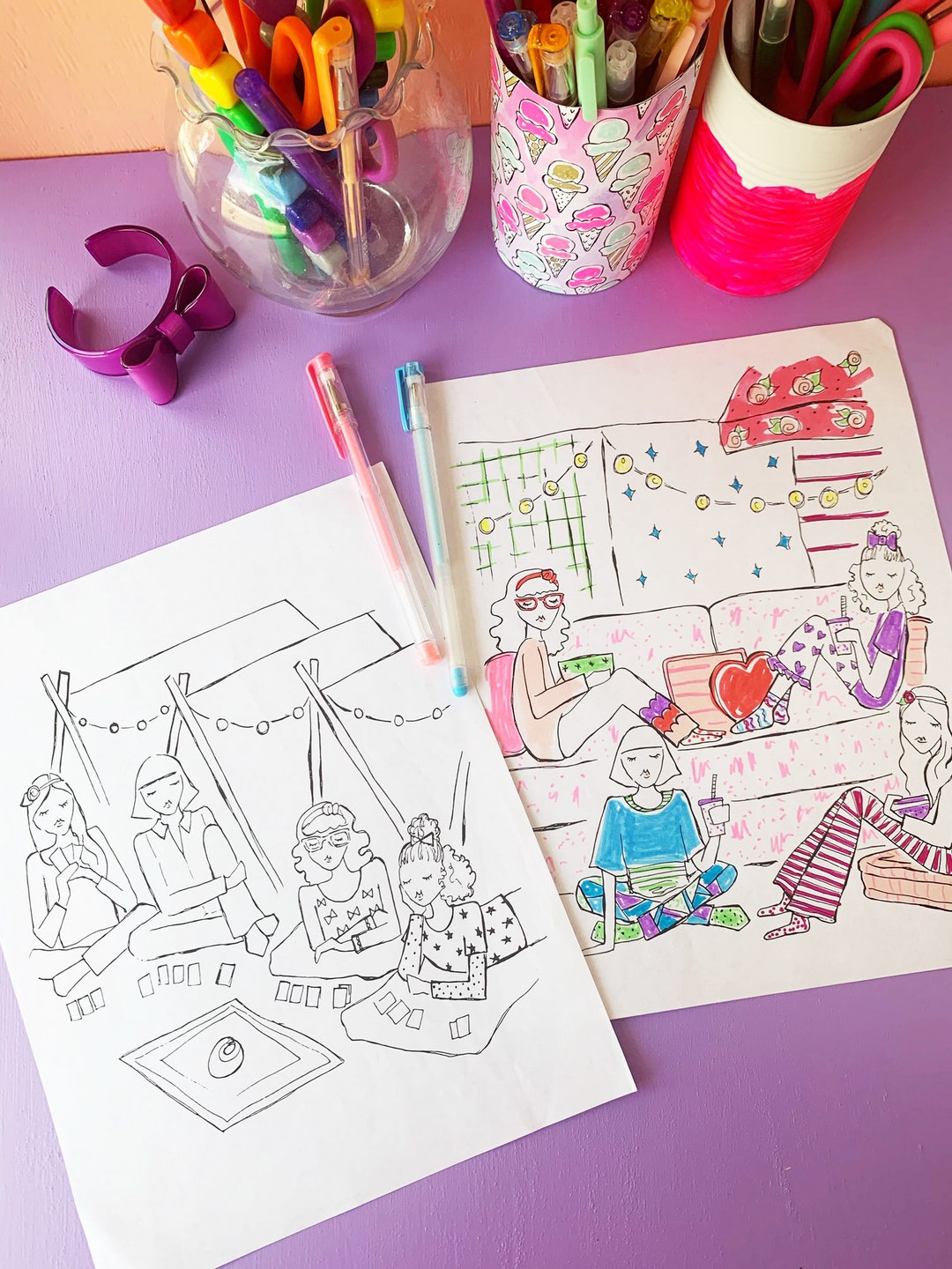 Printable Coloring Slumber Party Pages,tween Slumber Party, Girls ...