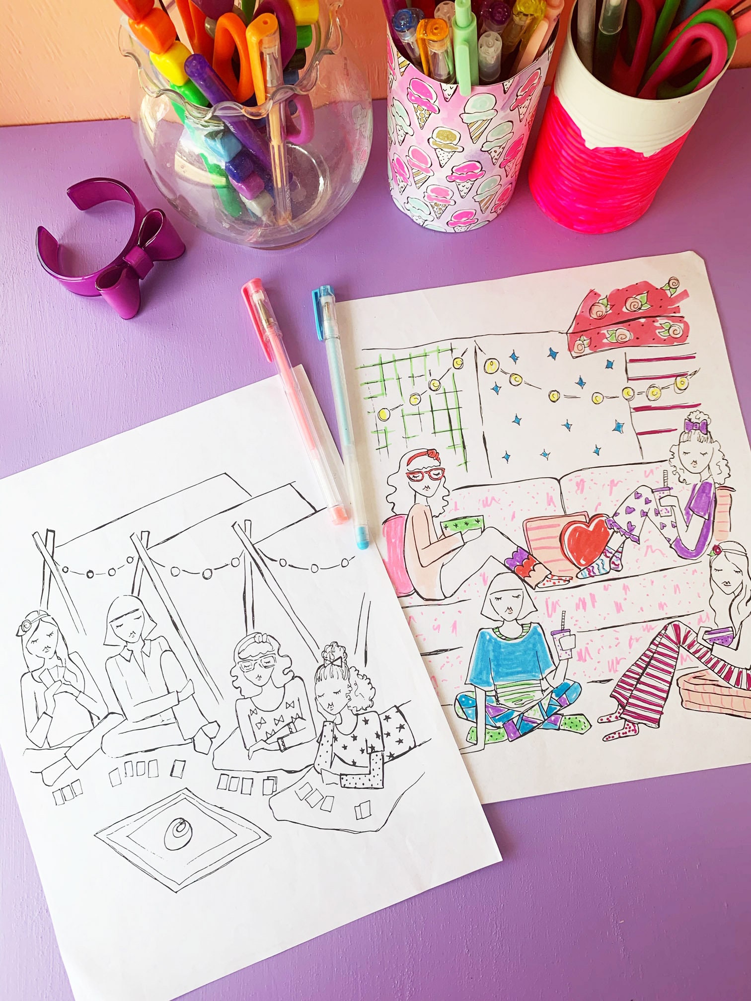 Printable Coloring Slumber Party Pages,tween Slumber Party, Girls ...