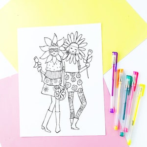 Friendship Coloring Page, Spring Coloring Printable, Coloring Page ...