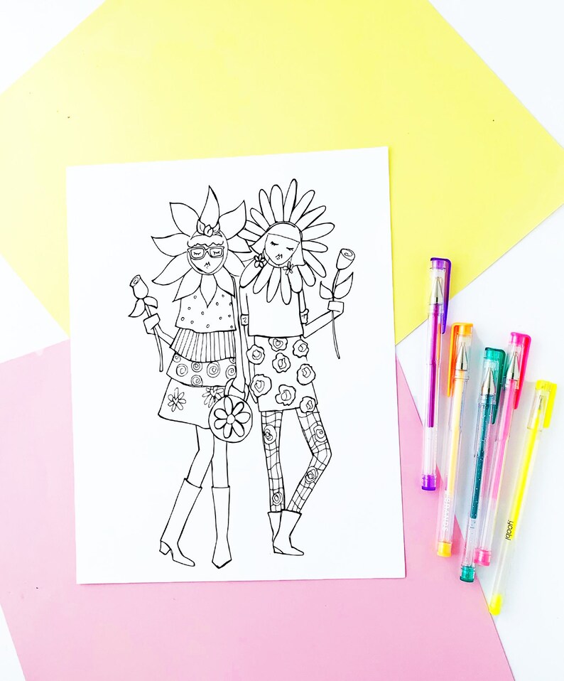 Friendship Coloring Page, Spring Coloring Printable, Coloring Page ...