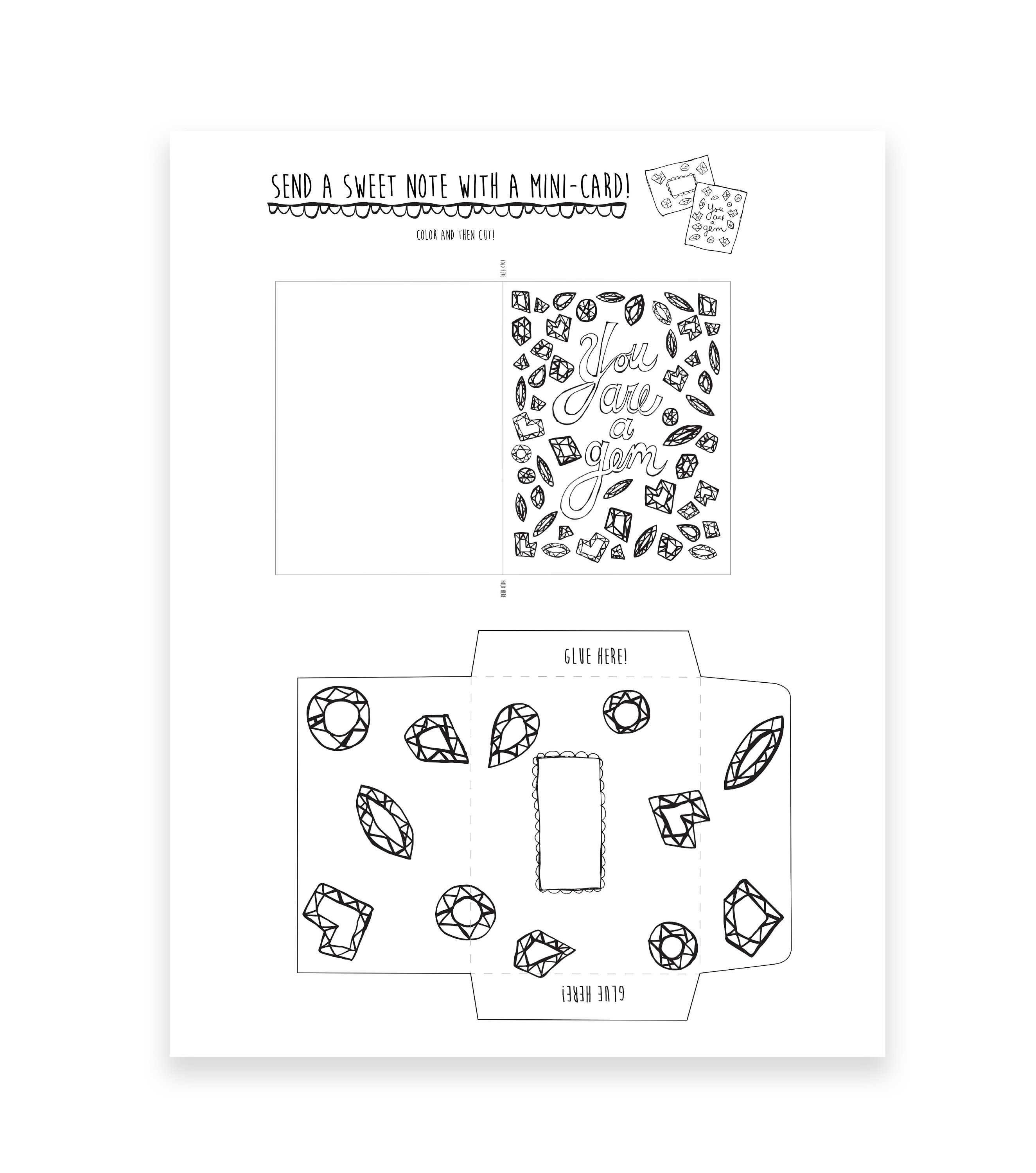 Printable Coloring Greeting Card Bundle, mini Sized Kids Craft,, Paper ...