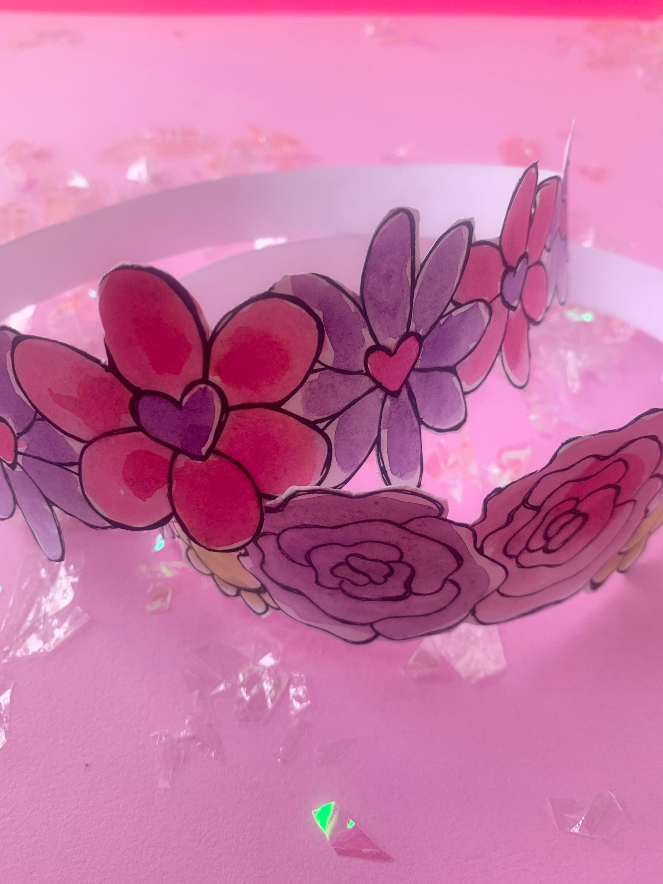 Printable Coloring Paper Flower Crown, Floral Crown, Watercolor Craft ...