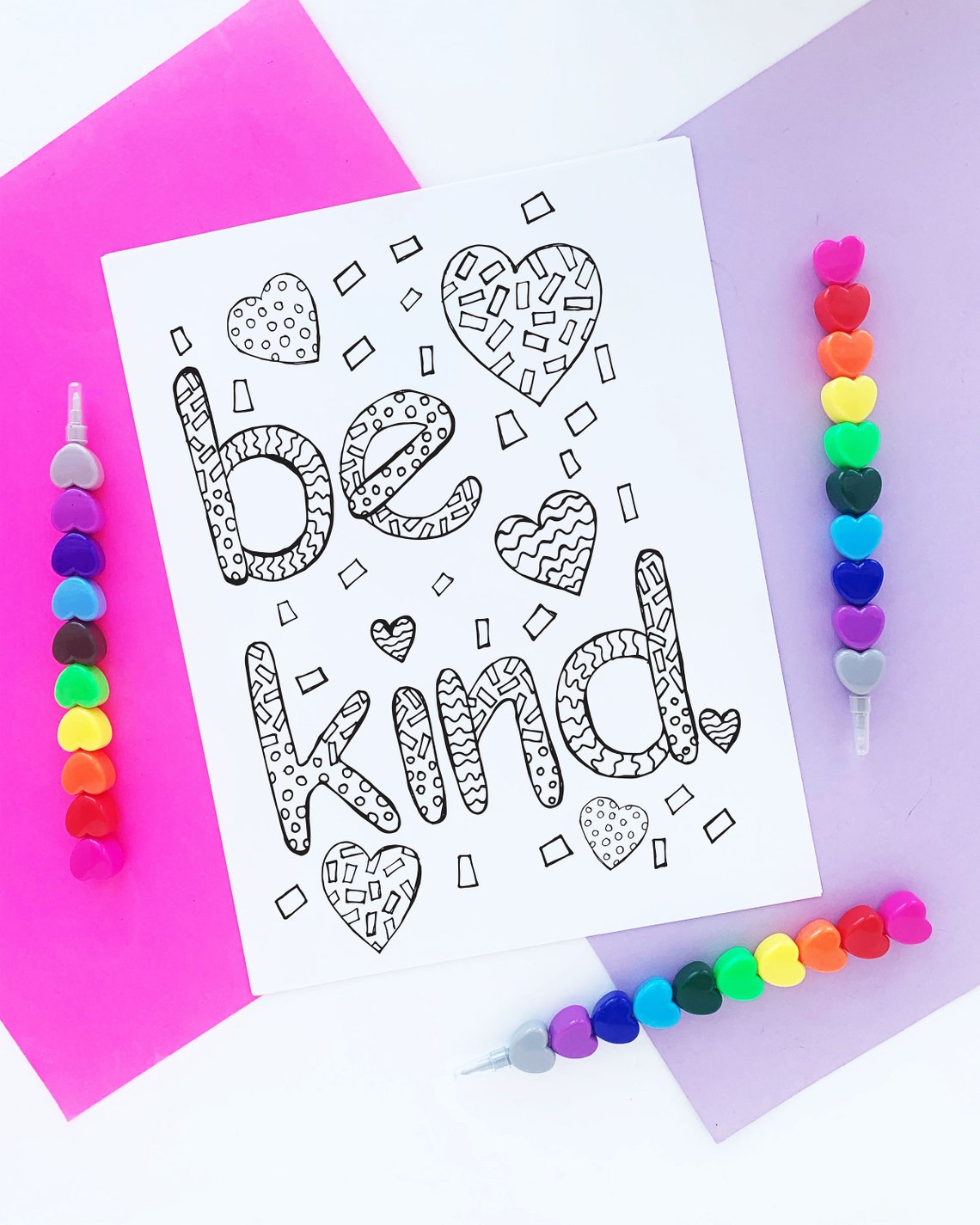 Printable Coloring Page "be Kind", Kids Coloring Page, Girls Room Decor ...