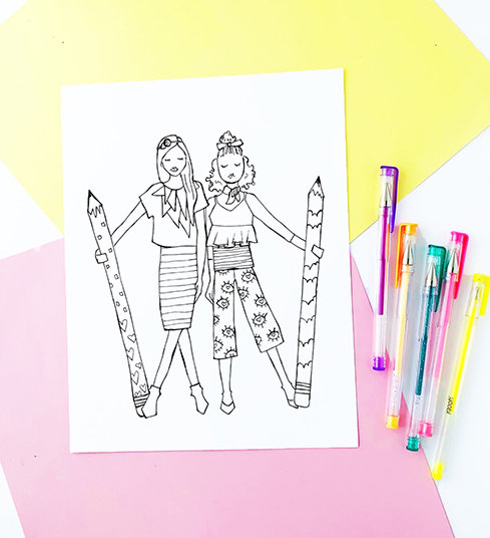School Days Coloring Page,friendship Coloring Printable, Coloring Page ...