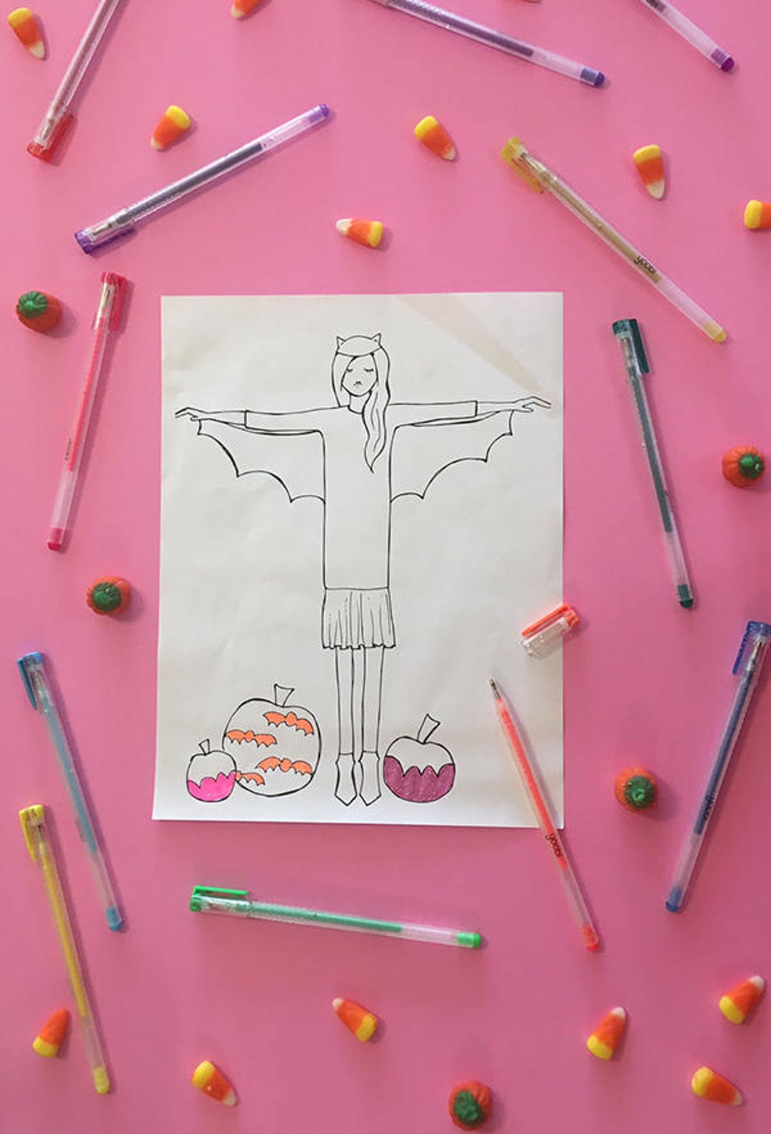 Halloween Printable Coloring Page "batty for You", Bat Girl Coloring ...