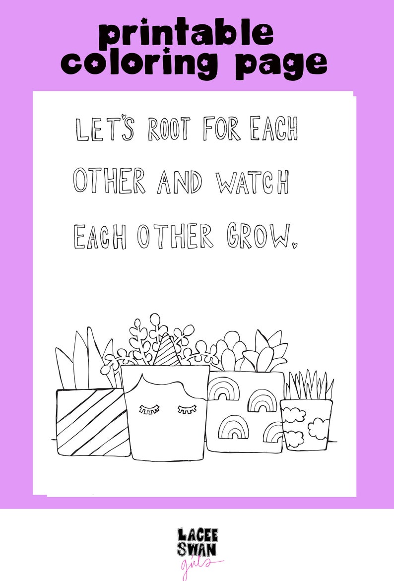 Coloring Page, Printable, Kindness lets Root for Each Other, Kids ...
