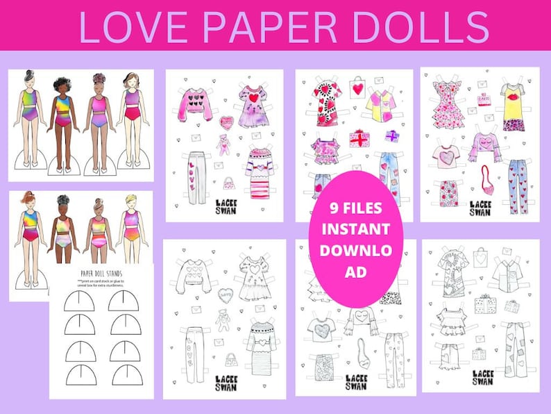 Paper Doll Printable PDF LOVE Printable Paper Paper Dolls Paper Doll ...