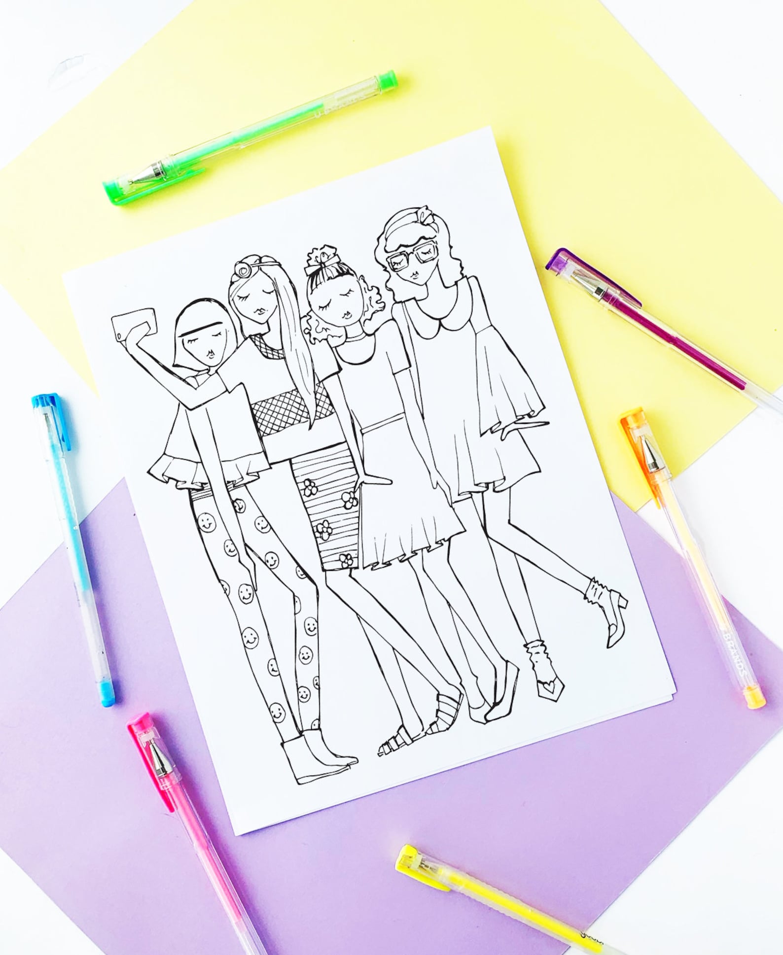 Girls Coloring Page, Friendship Coloring Page, Coloring Activity, Kids ...
