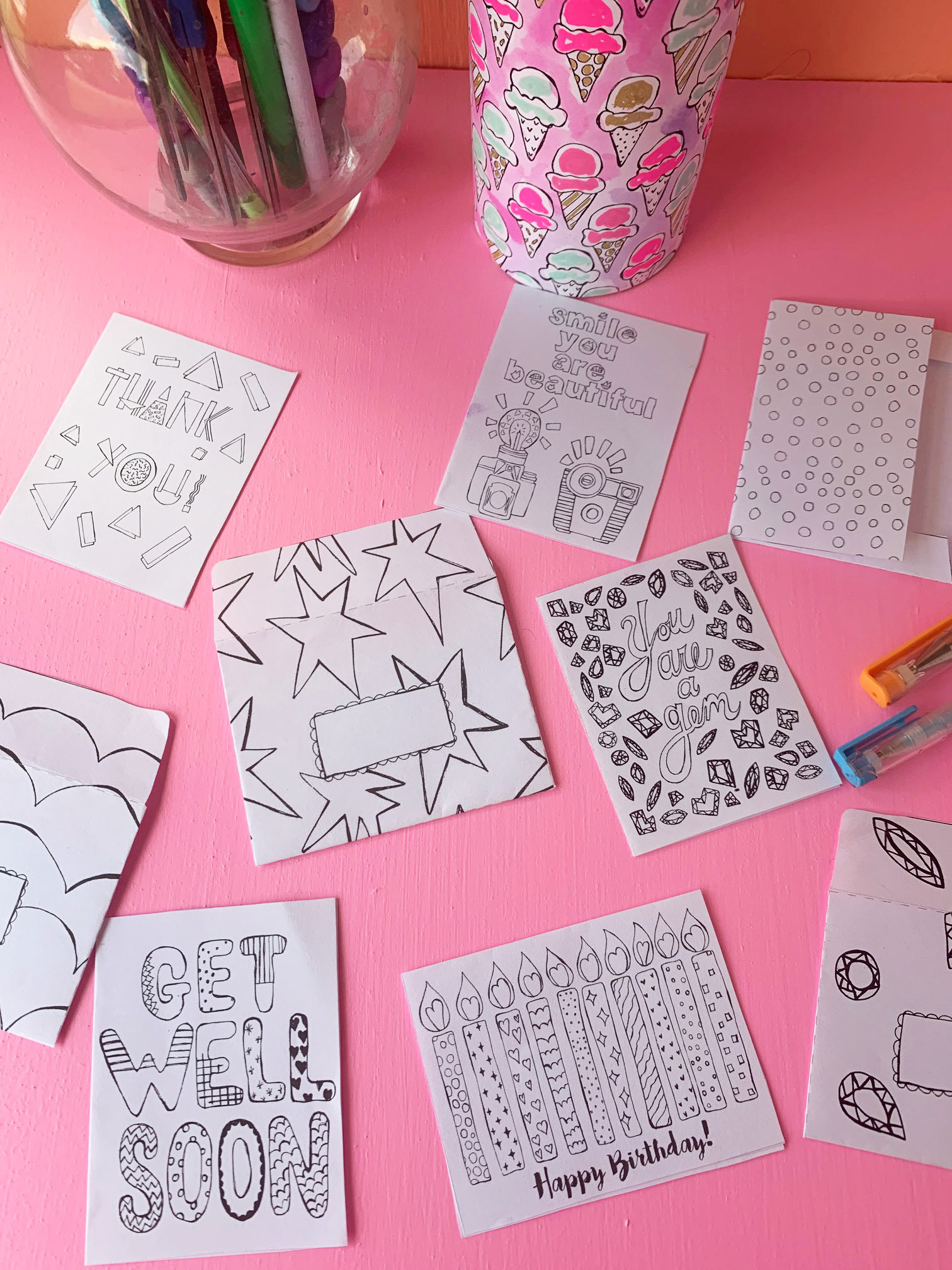 Printable Coloring Greeting Card Bundle, "mini Sized" Kids Craft ...