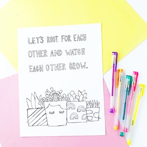 Coloring Page, Printable, Kindness "lets Root for Each Other", Kids ...