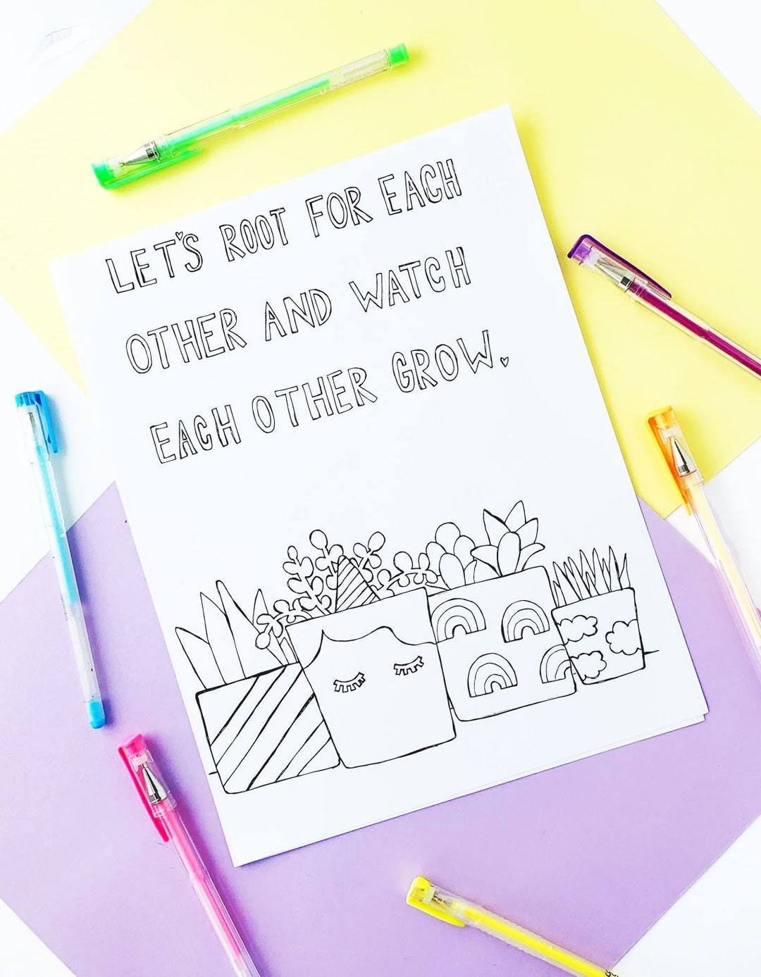 Coloring Page, Printable, Kindness "lets Root for Each Other", Kids ...