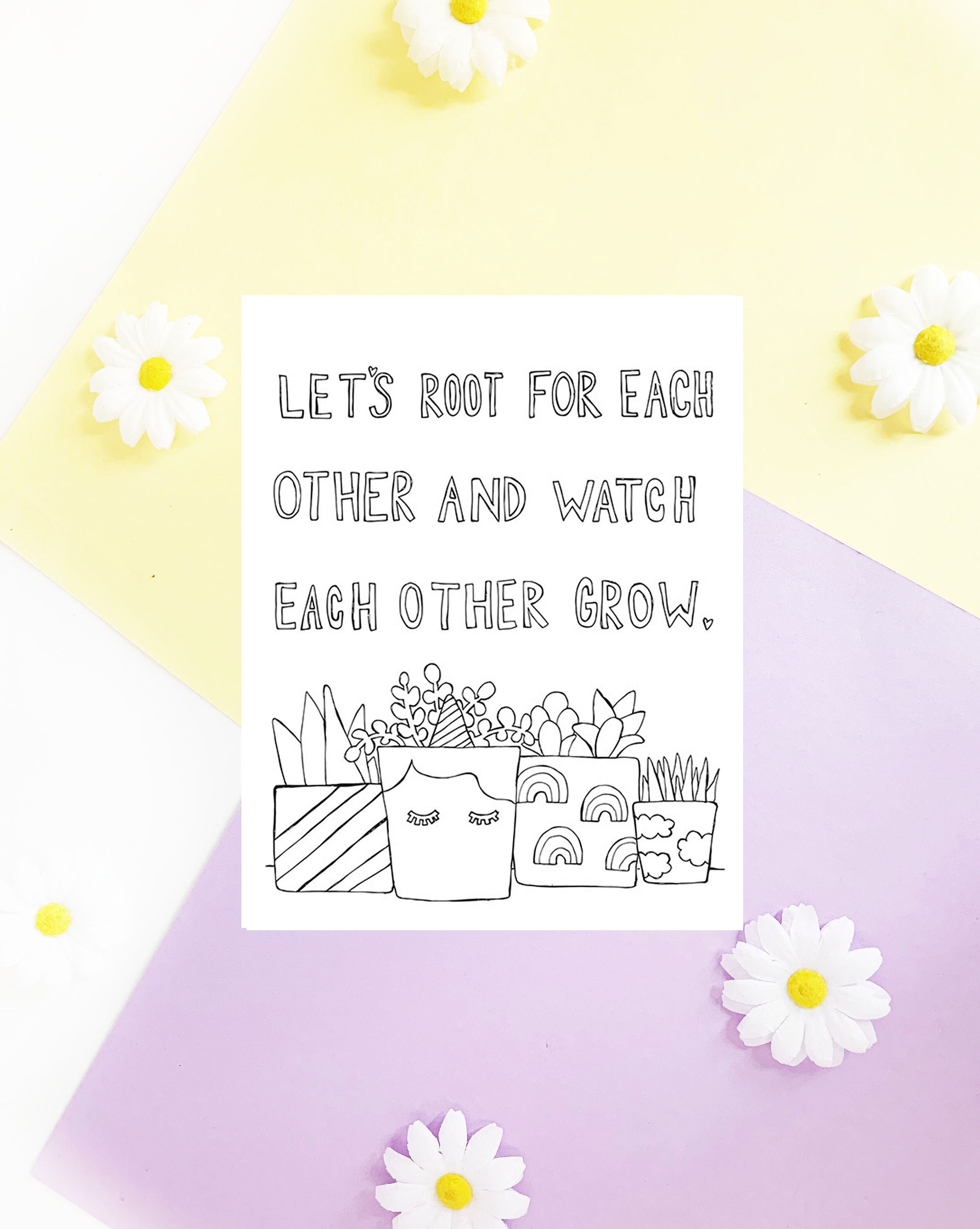 Root for Each Other Coloring Card, Girls, Kids Greeting Card ...