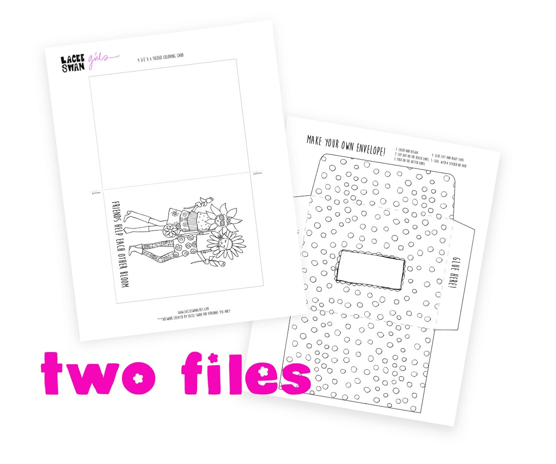 Friends Help Eachother Bloom Coloring Card, Girls, Greeting Card ...