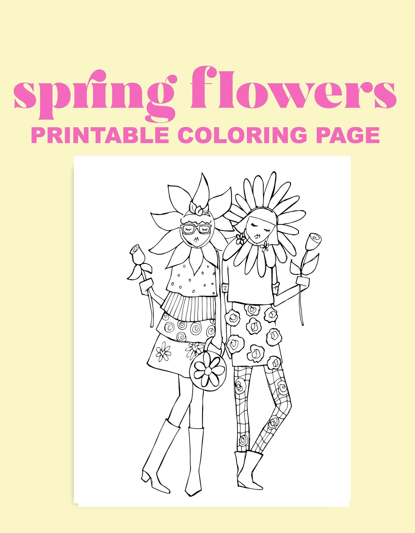 Friendship Coloring Page, Spring Coloring Printable, Coloring Page ...