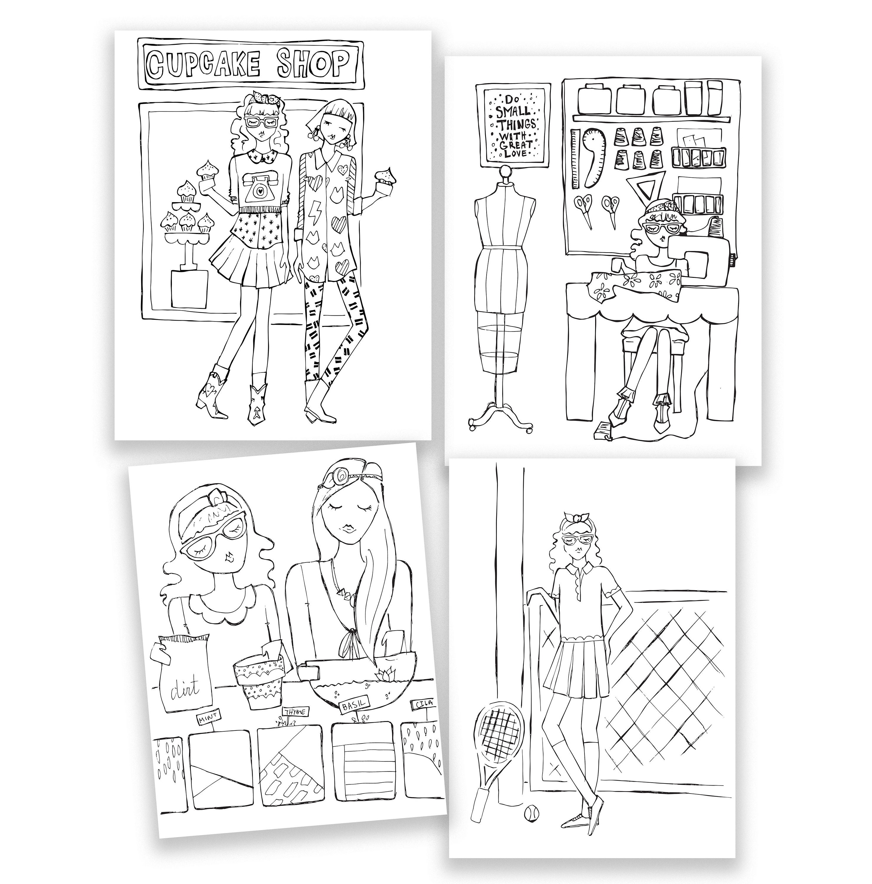 Fashion Coloring Pages, "color Tribe", 10 Printable Pages, Fashion ...