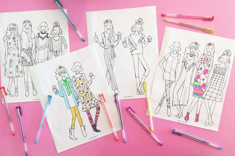 Coloring Pages, Fashion, Tween, Girls, Slumber Party, Sleepover ...