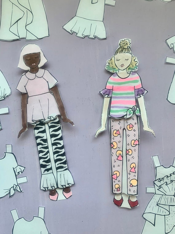 Printable Coloring Paper Dolls Printable Paper Doll Paper - Etsy