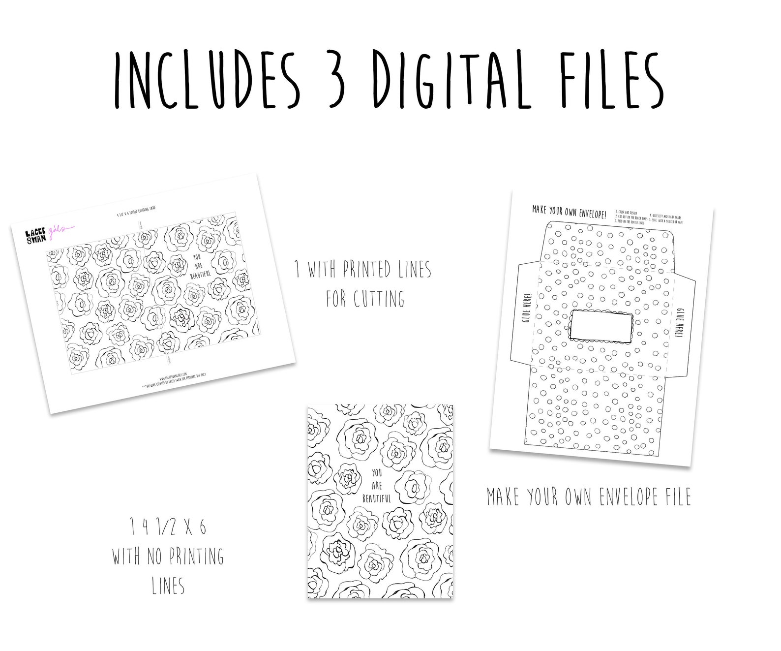 You Are Beautiful Coloring Card Printable | Kids Coloring Card, Line ...