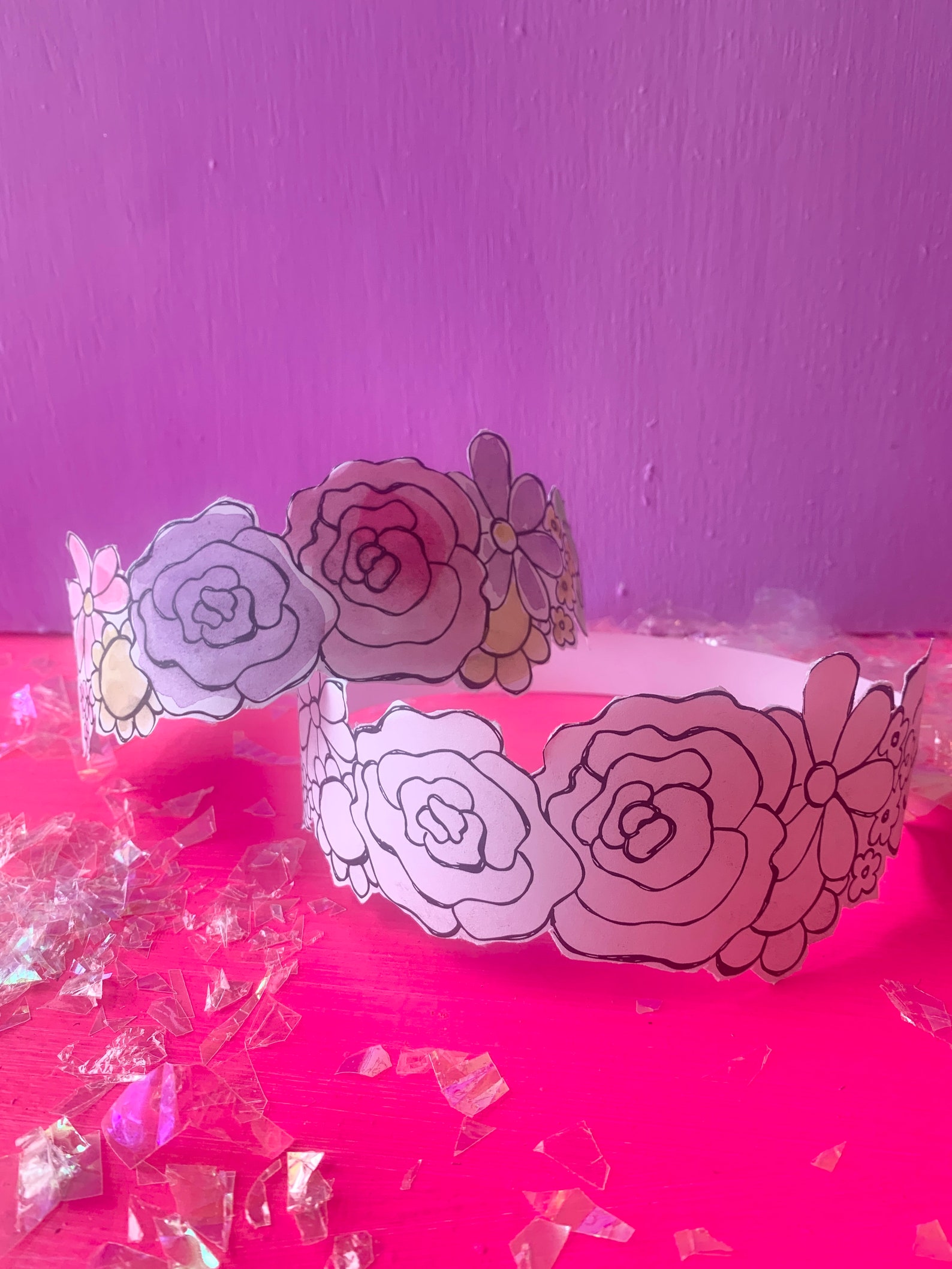 Printable Coloring Paper Flower Crown, Floral Crown, Watercolor Craft ...