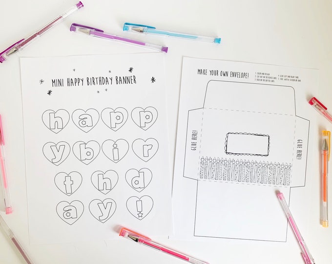 Candle Birthday Card Digital Printable Traceable Outline for Coloring ...