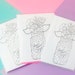 Mother's Day Coloring Card mason Jar Flowers, Kids Coloring Card, Line ...