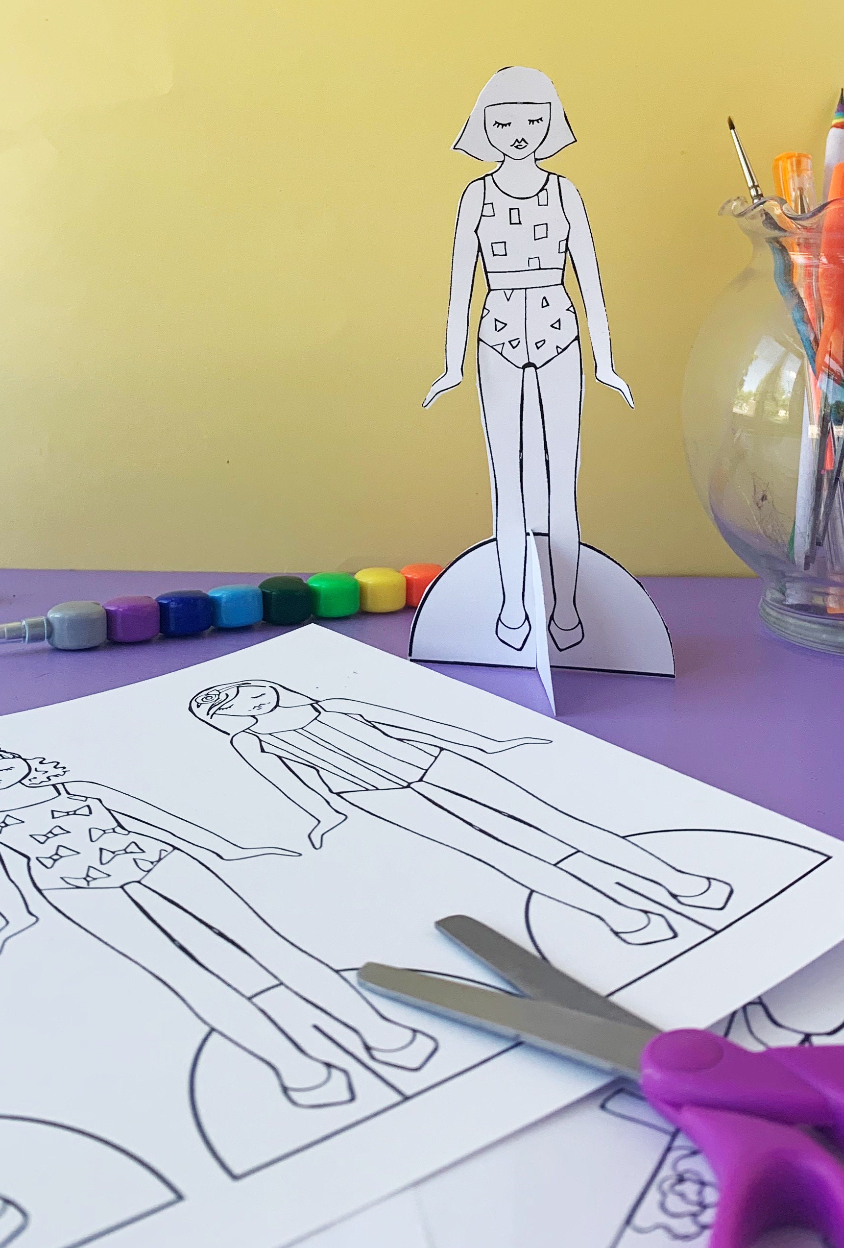 Slumber Party Paper Dolls Cut Color Printable Paper Doll | Etsy