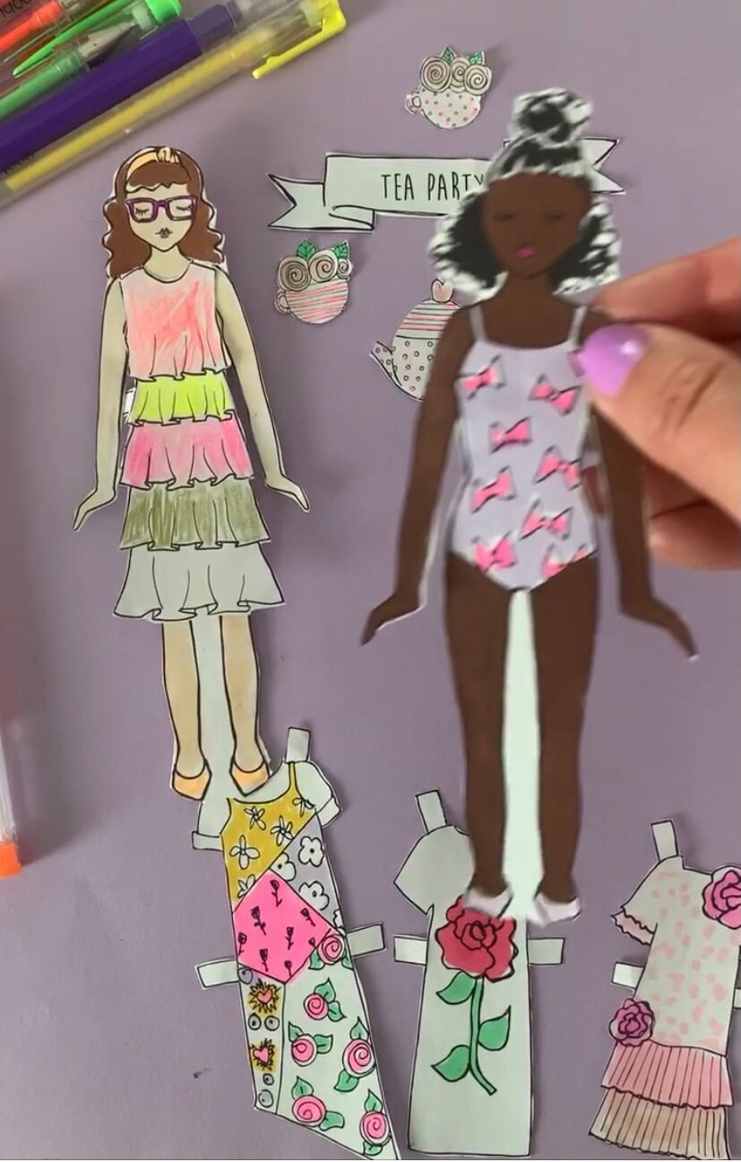 Tea Party Paper Dolls Cut Color, Printable Paper Doll, Paper Crafts ...
