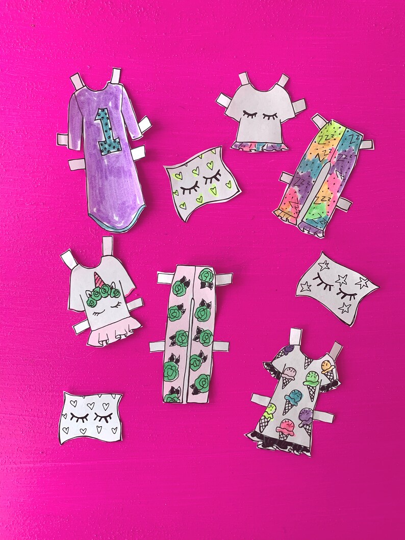 Slumber Party Paper Dolls Cut Color Printable Paper Doll - Etsy