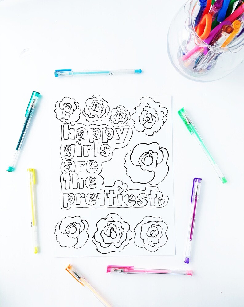 Printable Coloring Page "happiest Girls Are the Prettiest", Kids ...