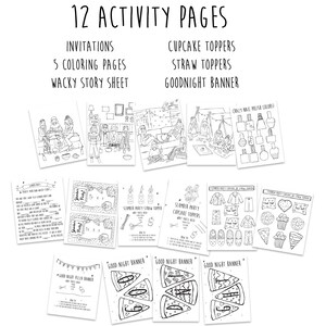 Printable Coloring Slumber Party Printables, Girls Birthday Party ...