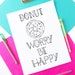 Coloring Page donut Worry Be Happy Printable - Etsy