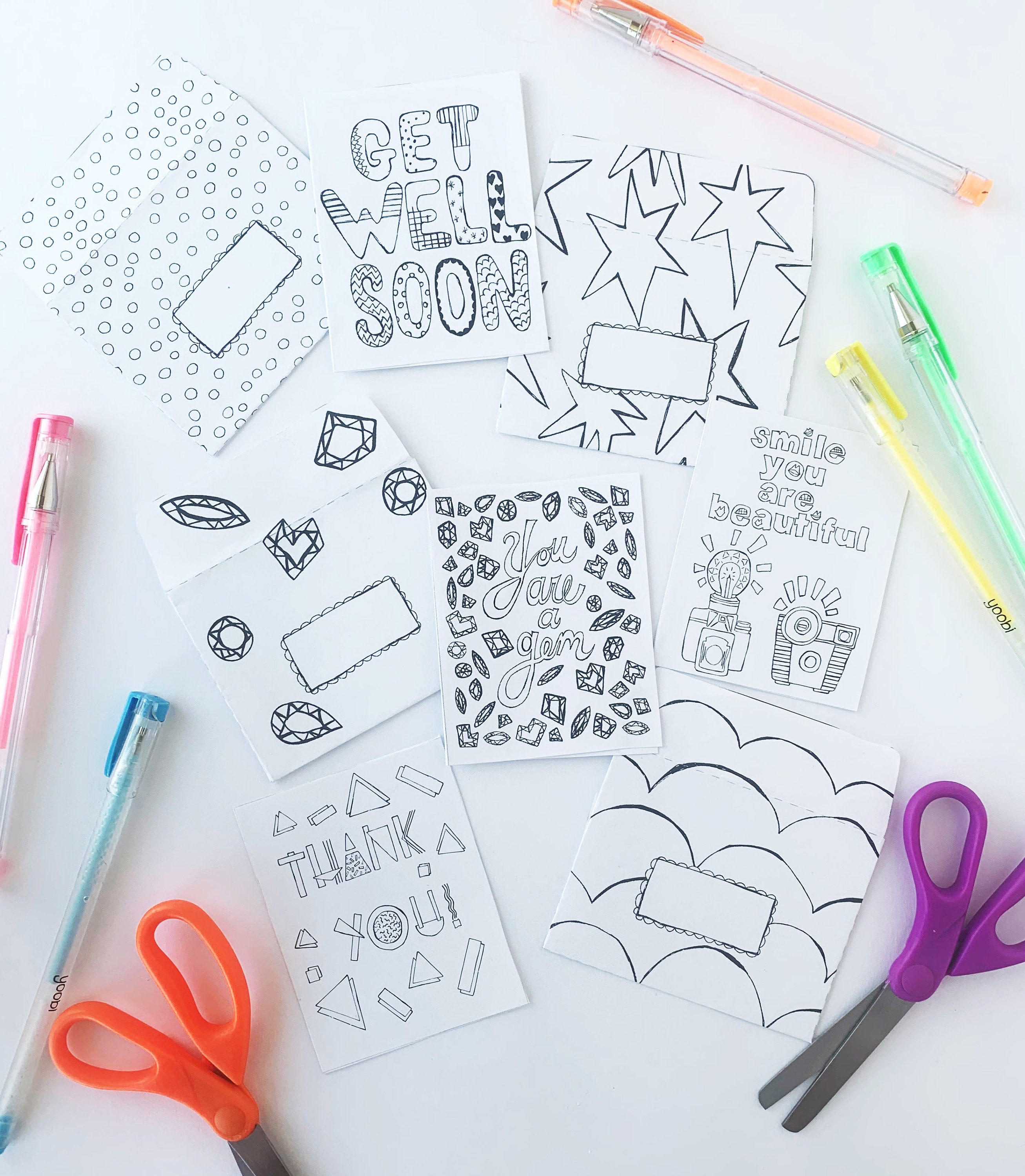 Printable Coloring Greeting Card Bundle, mini Sized Kids Craft,, Paper ...