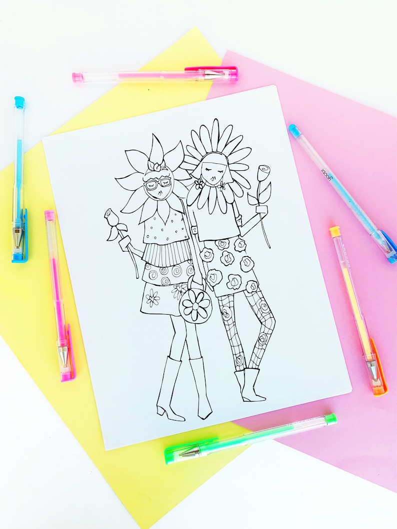 Friendship Coloring Page, Spring Coloring Printable, Coloring Page ...