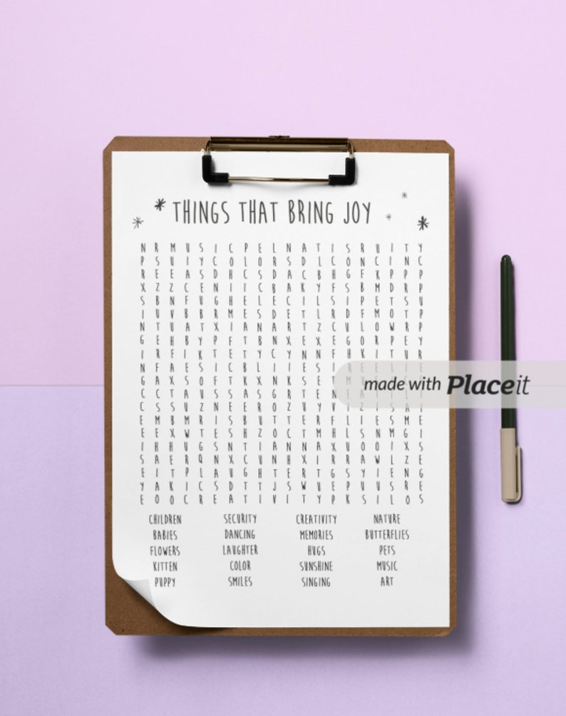 Things That Bring Joy Word Search | Kids Activity Page | Joy Activity ...
