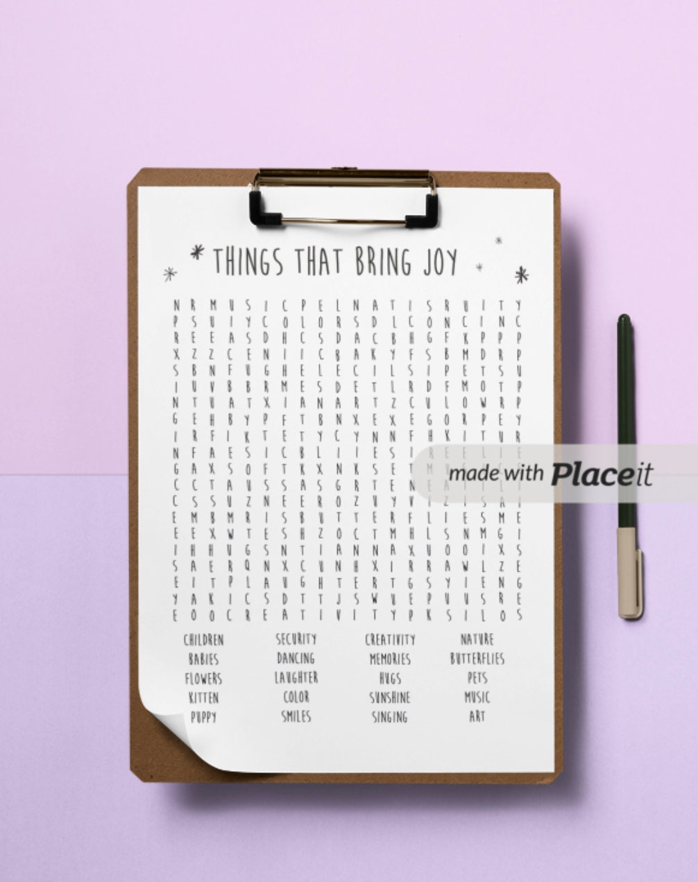 Things That Bring Joy Word Search | Kids Activity Page | Joy Activity ...
